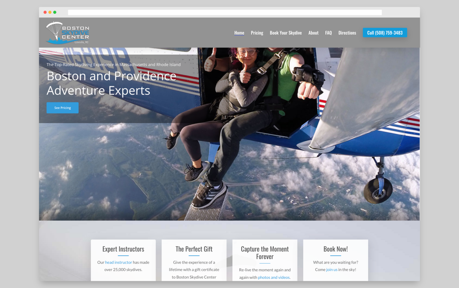 Website Design Project for Boston Skydive Center